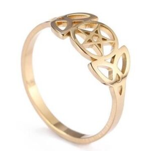 fantasy forge jewelry gold triple goddess ring 316l surgical stainless steel pentacle crescent moon trinity band (10)