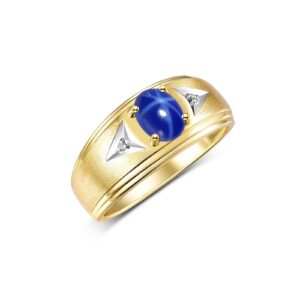 Rylos Simply Elegant Beautiful Blue Star Sapphire & Diamond Ring - September Birthstone* Size 13