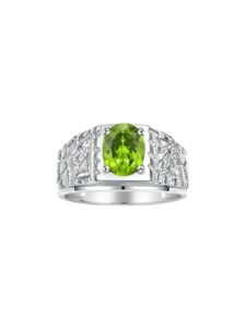 rylos classic nugget beautiful peridot & diamond ring - august birthstone* size 12