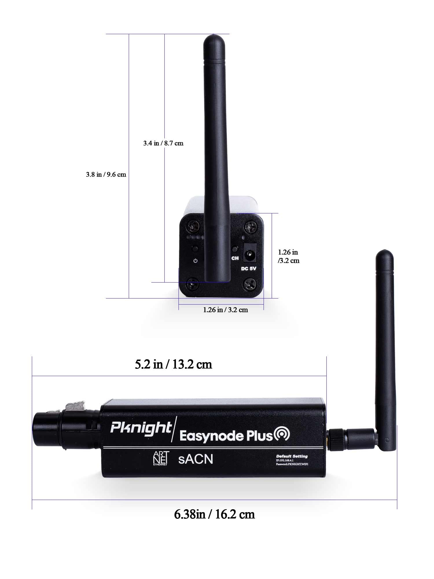 Pknight 2.4G Wireless WiFi DMX Easynode Plus 3 Pin Mini DMX Controller with App WIFI-DMX PRO Using ArtNet/sACN Protocol