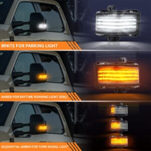 LED Sequential Side Mirror Marker Lights Switchback Turn Signal Lamps Towing Mirror Light Replacement for 2017-2021 Ford F250 F350 F450 Super Duty, 2 Packs (Clear Len)