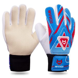 WVVOU Goalkeeper Gloves for Kids Youth, Soccer Goalie Gloves with Double Protection, Anti-Slip Soccer Gloves, Super Grip