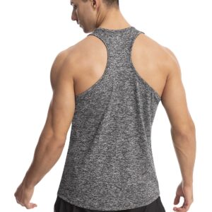 Vislivin Workout Tank Tops for Men Quick Dry Y-Back Tanks Bodybuilding Sleeveless Shirts-4 Packs Black/Grey/Navy Blue/Wine Red L