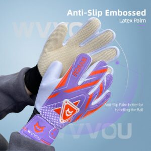 WVVOU Goalkeeper Gloves for Kids Youth, Soccer Goalie Gloves with Double Protection, Anti-Slip Soccer Gloves, Super Grip