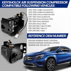 KEIYSHOLCK Air Ride Suspension Compressor Pump, Compatible with GMC Yukon XL 1500 Cadillac Escalade Chevy Avalanche Suburban Tahoe, 15254590 19299540 949-000 949-001 949-099 15056494