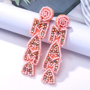 XOCARTIGE Mother’s Day Earrings Beaded MAMA Earrings for Women Handmade Rhinestone Bead Drop Dangle Earrings Birthday Mother’s Day Jewelry Gift (Pink)