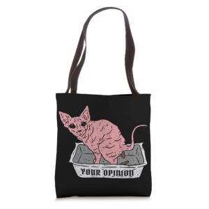 goth occult your opinion satan sphynx cat grunge punk tote bag