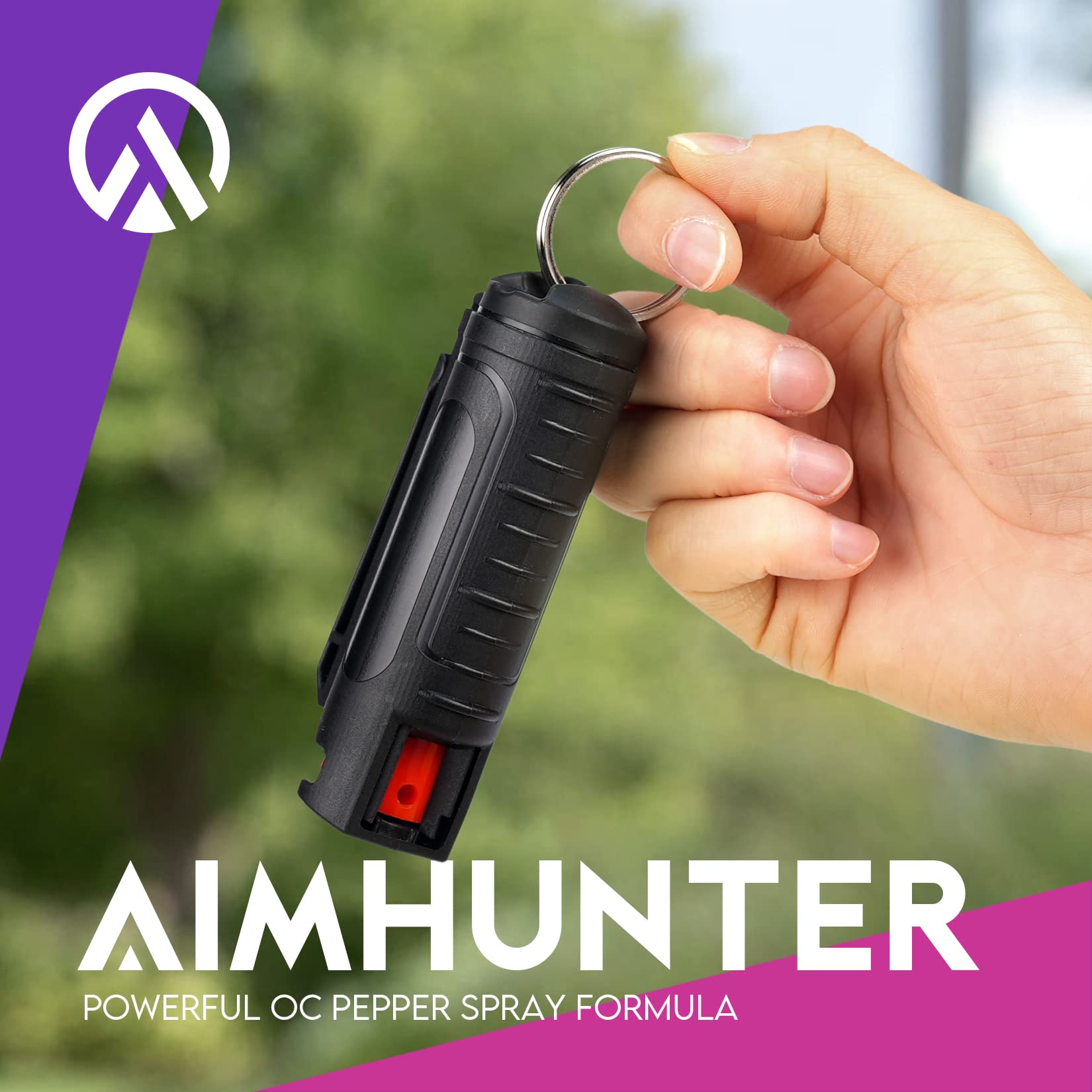 AIMHUNTER Pepper Spray Max Strength OC Pepper Spray with Quick Release for Easy Finger Grip Aim 10-Foot (3M) Range 25 Bursts