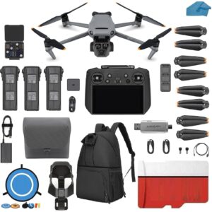 dji mavic 3 cine pro premium combo with the dji rc pro controller, 43-min flight time 5.1k video camera drone, with 3 batteries, 128 gb sd card, 2 nd filter sets, waterproof backpack, landing pad and more