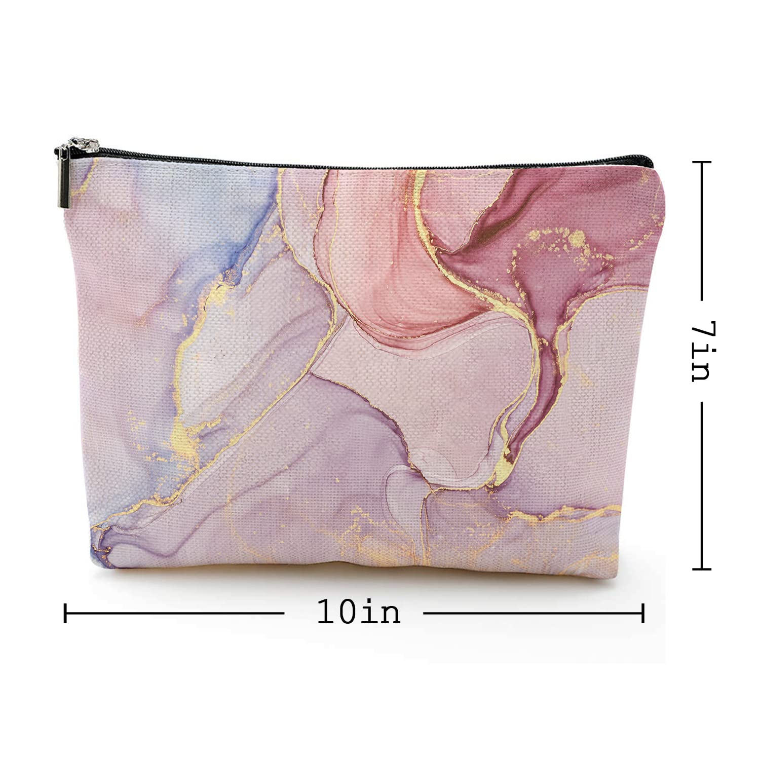 kasader Makeup Bag for Women,Large Makeup Travel Bag,Cosmetic Bag,Makeup Bag Organizer,Toiletry Bag Portable Cosmetic Pouch- Pink Marble Pattern 7X10 in