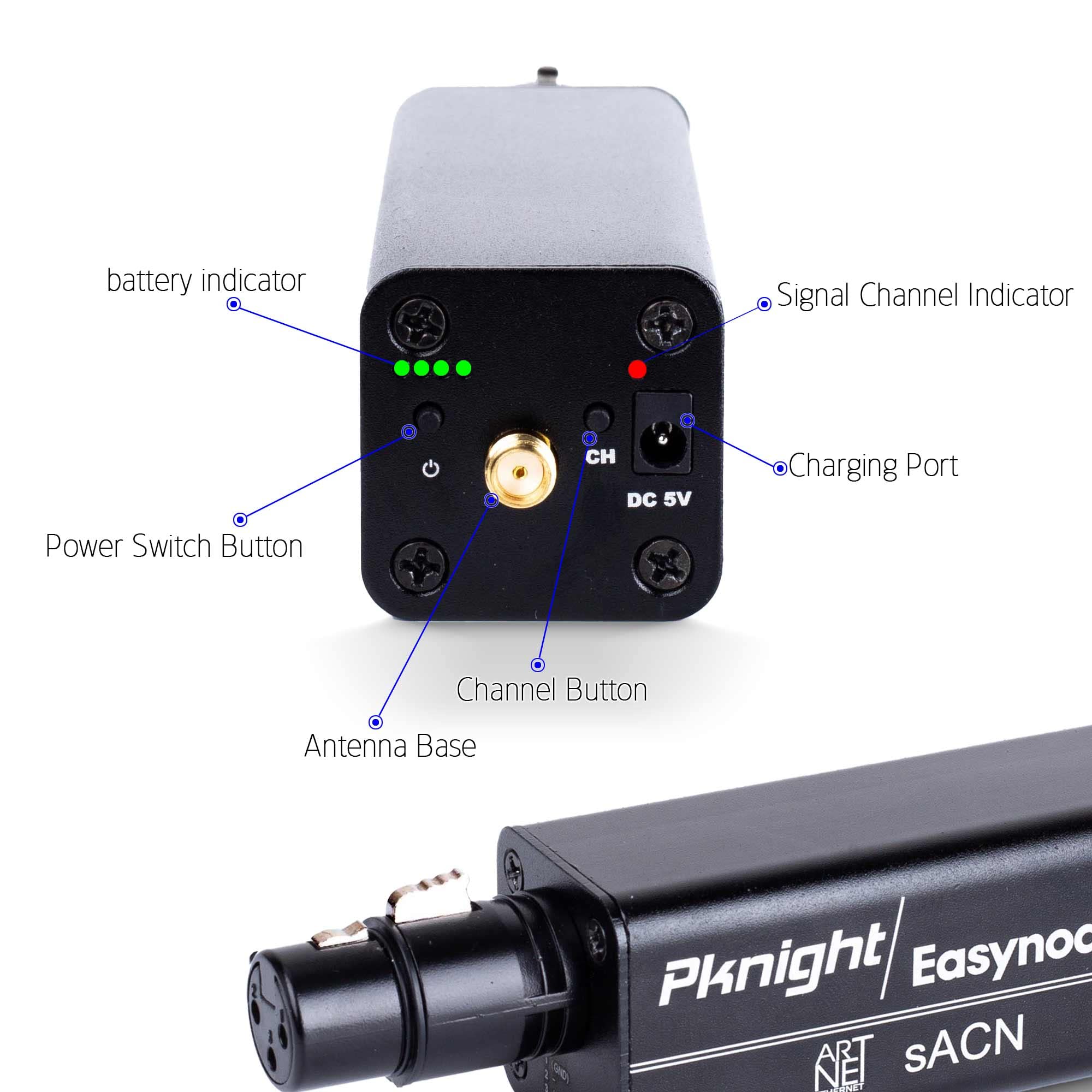 Pknight 2.4G Wireless WiFi DMX Easynode Plus 3 Pin Mini DMX Controller with App WIFI-DMX PRO Using ArtNet/sACN Protocol