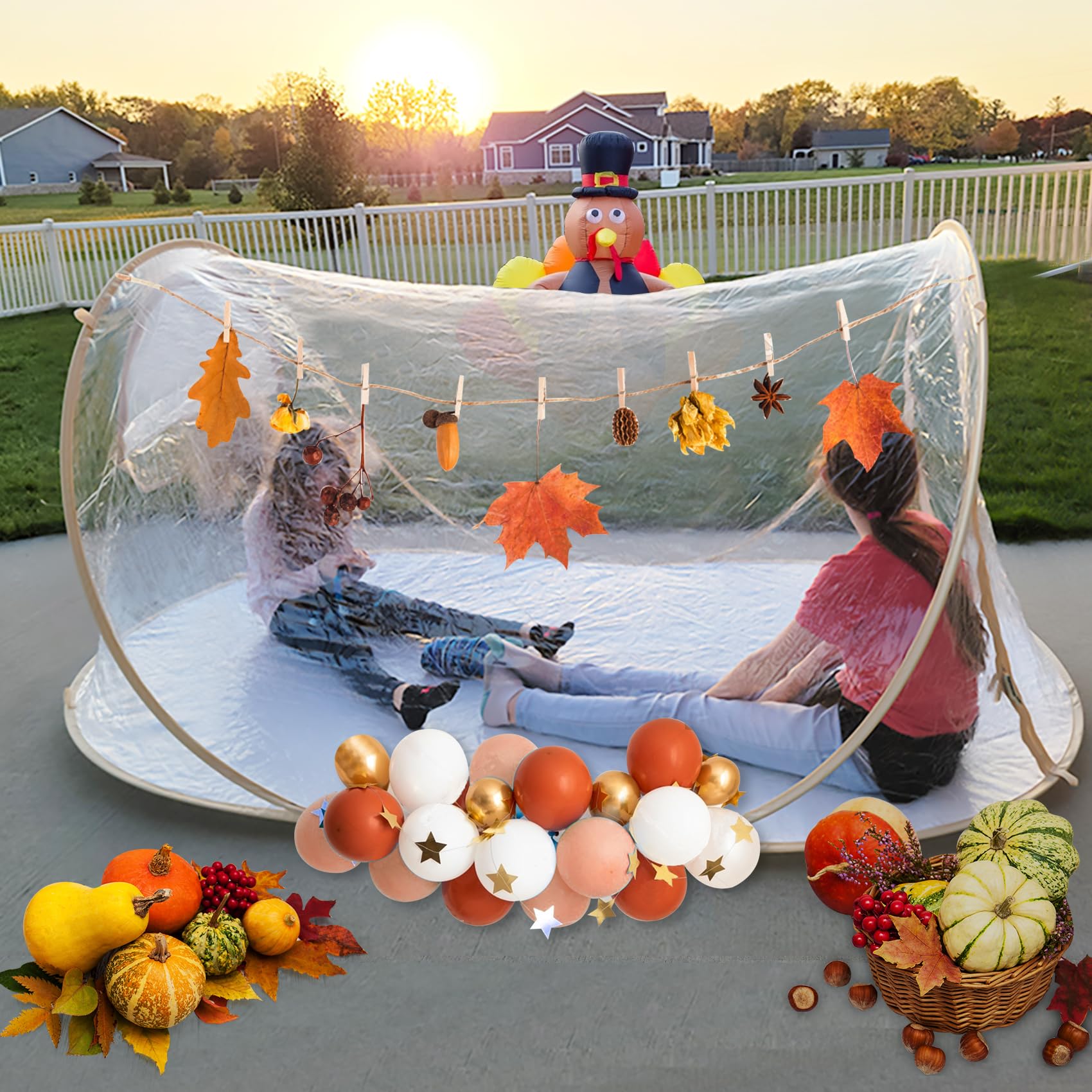 EighteenTek Clear Pop Up Sports Tent Camping Stargazing Transparent Outdoor Bubble 2 Person Capsule Portable Weather Proof Pod Instant Cold Protection Shelter 88"x54"x39"H