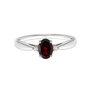 carillon 925 sterling silver oval red garnet solitaire accents women engagement ring (2 cttw 8x6 mm) (sterling silver, 9)