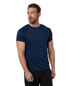 32 degrees cool men’s active t-shirt | raglan short sleeve | quick dry | anti-odor, navy space dye, x-large