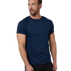 32 Degrees Cool Men’s Active T-Shirt | Raglan Short Sleeve | Quick Dry | Anti-Odor, Navy Space Dye, X-Large