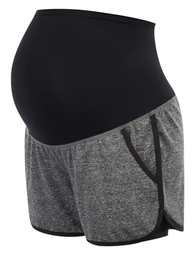 Maternity Athletic Shorts Set 2pcs Quick-Drying 2 in 1 Workout Stretchy Soft Shorts Set 2pcs Dark Gray+Navy S