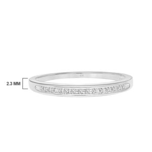 Brilliant Expressions 10K White Gold 1/20 Cttw Conflict Free Diamond Channel-Set Wedding or Anniversary Band (I-J Color, I2-I3 Clarity), Size 7.5