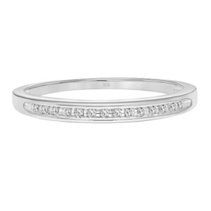 Brilliant Expressions 10K White Gold 1/20 Cttw Conflict Free Diamond Channel-Set Wedding or Anniversary Band (I-J Color, I2-I3 Clarity), Size 7.5