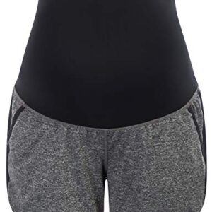 Maternity Athletic Shorts Set 2pcs Quick-Drying 2 in 1 Workout Stretchy Soft Shorts Set 2pcs Dark Gray+Navy S