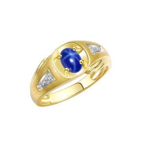 Rylos Classic Beautiful Blue Star Sapphire & Diamond Ring - September Birthstone* Size 8