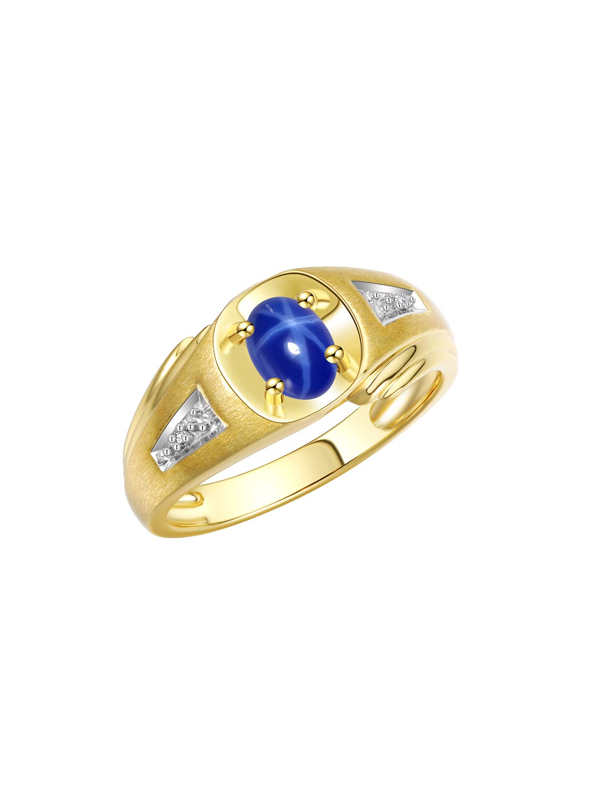 Rylos Classic Beautiful Blue Star Sapphire & Diamond Ring - September Birthstone* Size 8