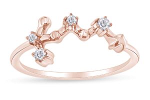 affy 1/10 carat natural round diamond celestial star horoscope astrology virgo zodiac sign ring in 14k rose gold over sterling silver (0.1 cttw, h-i color, i1-i2 clarity) ring size - 7.5