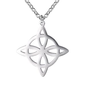 teamer stainless steel witch celtic knot witchcraft necklace for women geometric pendant vintage jewelry (style 1 - silver)