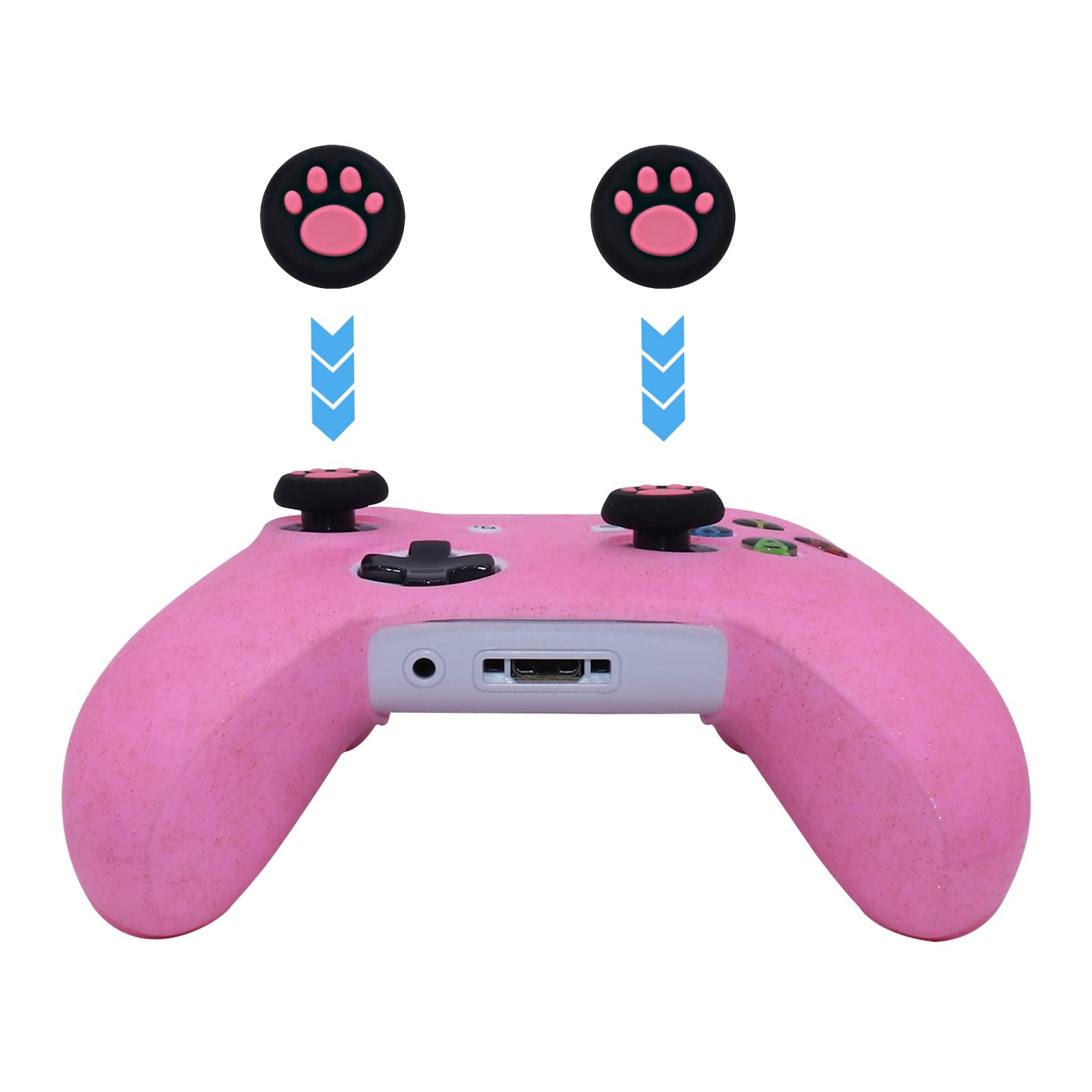 ROTOMOON Glitter Silicone Controller Skins for Xbox One with 8 Thumb Grips, Sweat-Proof Anti-Slip Controller Cover Skin Protector Compatible with Xbox One S/X Controller