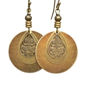 bohemian - brass dangle earrings - ethnic jewelry