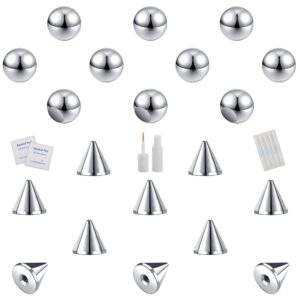 zs 20pcs fake eyebrow rings nose lip labret studs, 4mm 5mm replacement ball cone with eyelash glue, non-piercing body jewelry fake skin piercing (4mm)