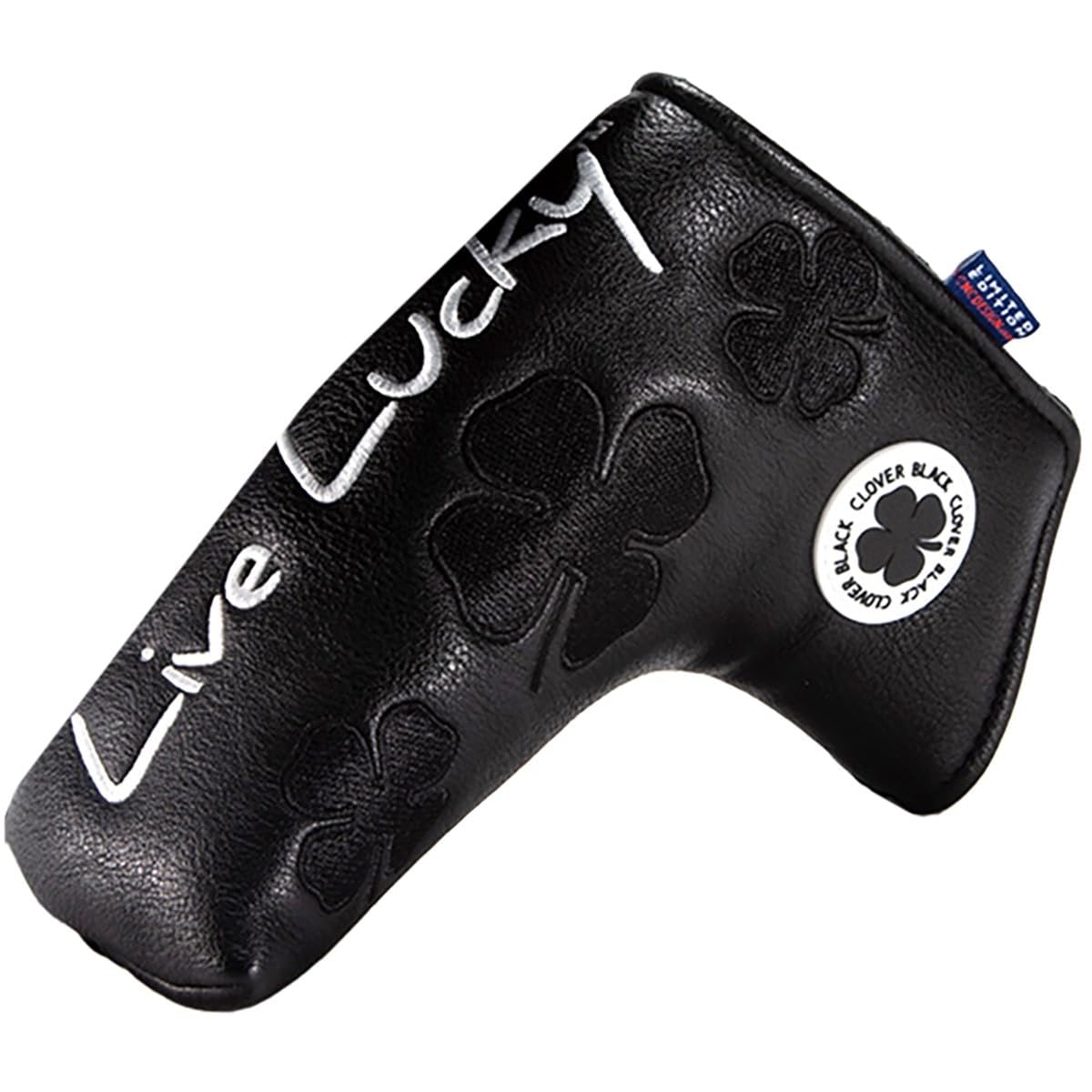 CMC Design Custom Black and Blue Live Lucky Embroidered Golf Blade Head Cover - Glove Soft Lining - Design Includes Applique and Embossing - Great Fit for Any Club as Golf Head Covers, Putter Cover