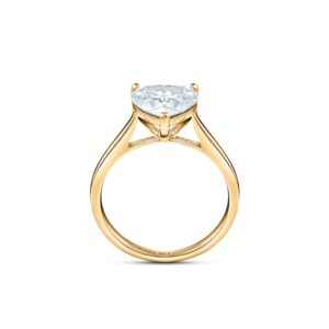 ISAAC WOLF Heart Shape 2 Carats in 14k Solid Gold Genuine Flawless Moissanite Diamond Solitaire Proposal Valentine Gift Ring 14k Solid White, Yellow OR Rose GOLD (Yellow Gold, 7)