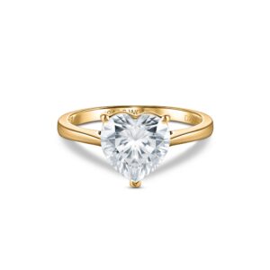 isaac wolf heart shape 2 carats in 14k solid gold genuine flawless moissanite diamond solitaire proposal valentine gift ring 14k solid white, yellow or rose gold (yellow gold, 7)