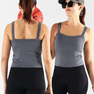 NELEUS Women's 3 Pack Compression Athletic Tank Top with Bra,8088,black/grey/rose red,Large