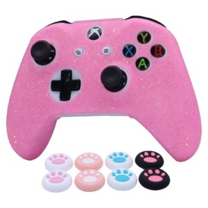 rotomoon glitter silicone controller skins for xbox one with 8 thumb grips, sweat-proof anti-slip controller cover skin protector compatible with xbox one s/x controller