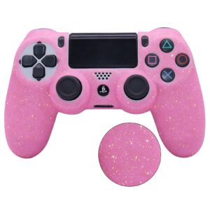 ROTOMOON Glitter Silicone Controller Skins for PS4 with 8 Thumb Grips, Sweat-Proof Anti-Slip Controller Cover Skin Protector Compatible with PlayStation 4 Slim/Pro Controller…