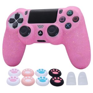 rotomoon glitter silicone controller skins for ps4 with 8 thumb grips, sweat-proof anti-slip controller cover skin protector compatible with playstation 4 slim/pro controller…