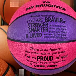 CybGene Engraved Basketball for Daughter, to My Daughter Basketball from Mom, Personalized Engraved Basketball with Warm Message to Daughter, Birthday Day Gifts for Daugther