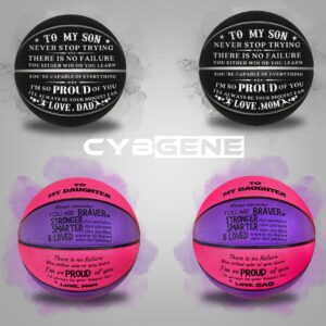 CybGene Engraved Basketball for Daughter, to My Daughter Basketball from Mom, Personalized Engraved Basketball with Warm Message to Daughter, Birthday Day Gifts for Daugther