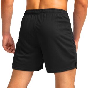 G Gradual Men's Running Shorts with Zipper Pockets Quick Dry Gym Athletic Workout 5" Shorts for Men (Black, Large)