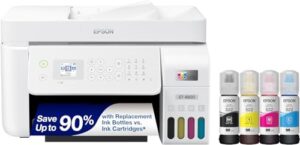 epson ecotank et-4800 wireless all-in-one color inkjet printer, white - print copy scan fax - 10.0 ppm, 5760 x 1440 dpi, 8.5" x 14", voice activated, 30-sheet adf, ethernet