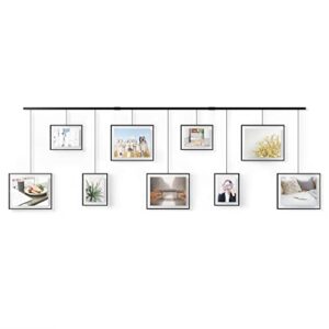 Umbra Exhibit Picture Frame Gallery Set, Adjustable Wall Collage Displays Nine Photos (Four 5x7" and Five 8x10"), Set of 9, Black