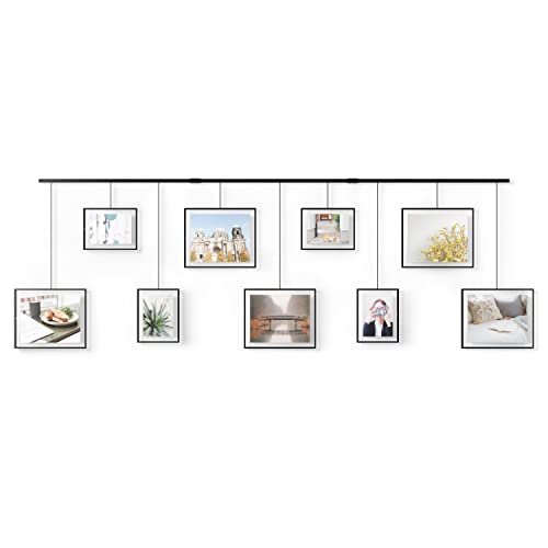 Umbra Exhibit Picture Frame Gallery Set, Adjustable Wall Collage Displays Nine Photos (Four 5x7" and Five 8x10"), Set of 9, Black