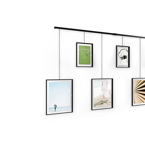 Umbra Exhibit Picture Frame Gallery Set, Adjustable Wall Collage Displays Nine Photos (Four 5x7" and Five 8x10"), Set of 9, Black