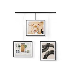 umbra exhibit picture frame gallery set, adjustable wall collage displays three 8x10" photos, set of 3 large, black