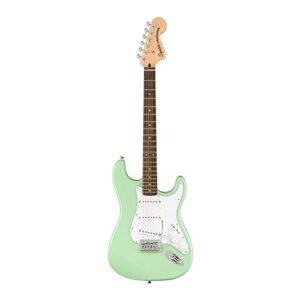 squier affinity series fsr stratocaster electric guitar, with 2-year warranty, surf green, laurel fingerboard