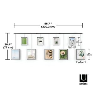 Umbra Exhibit Picture Frame Gallery Set, Adjustable Wall Collage Displays Nine Photos (Four 5x7" and Five 8x10"), Set of 9, Black