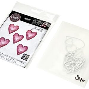 Sizzix Thinlits Die Set 25PK Stacked Tiles Hearts by Tim Holtz, 665858, Multicolor