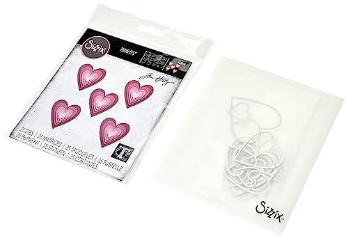 Sizzix Thinlits Die Set 25PK Stacked Tiles Hearts by Tim Holtz, 665858, Multicolor