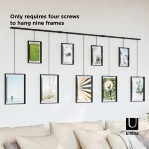 Umbra Exhibit Picture Frame Gallery Set, Adjustable Wall Collage Displays Nine Photos (Four 5x7" and Five 8x10"), Set of 9, Black